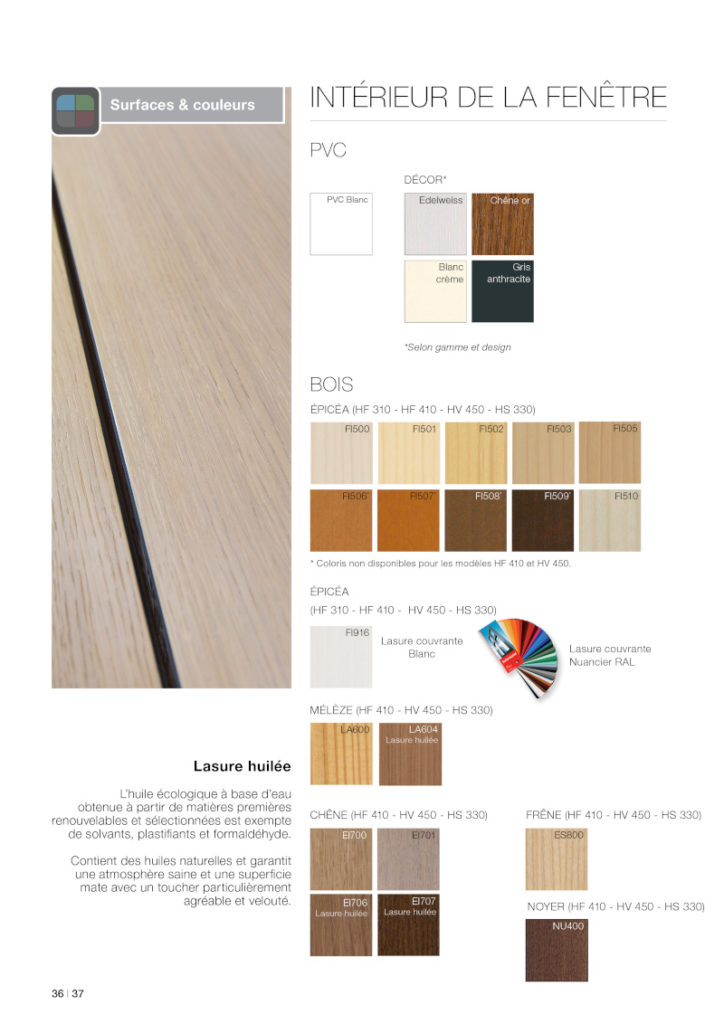 Surfaces et couleurs de fenêtres – Internorm